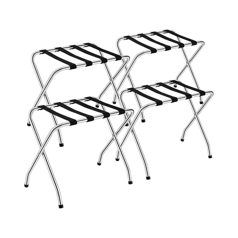 Folding Luggage Rack, Chrome Metal Suitcase Stand with Foot Covers for ...