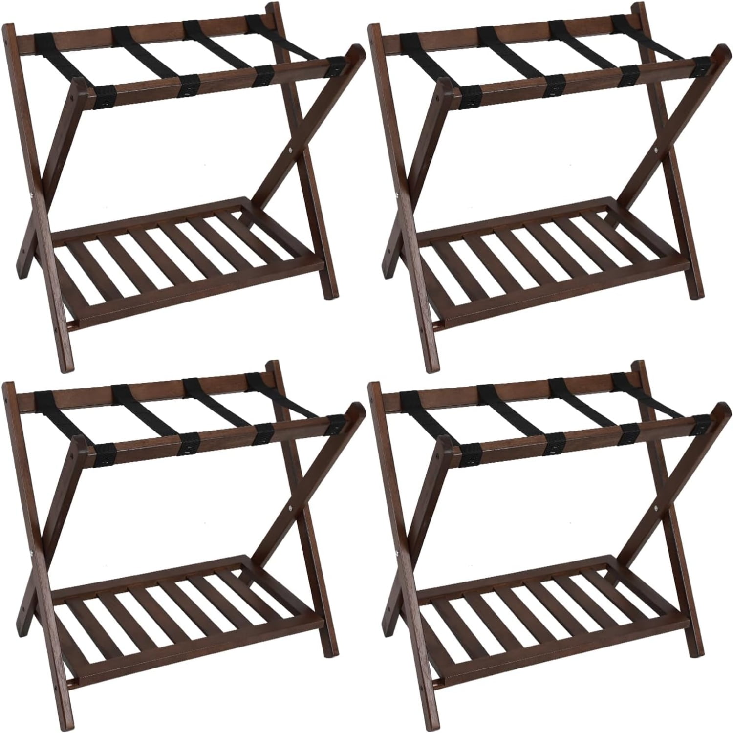 Folding Luggage Rack for Guest Room 4-Pack Luggage Stand Double Tiers ...