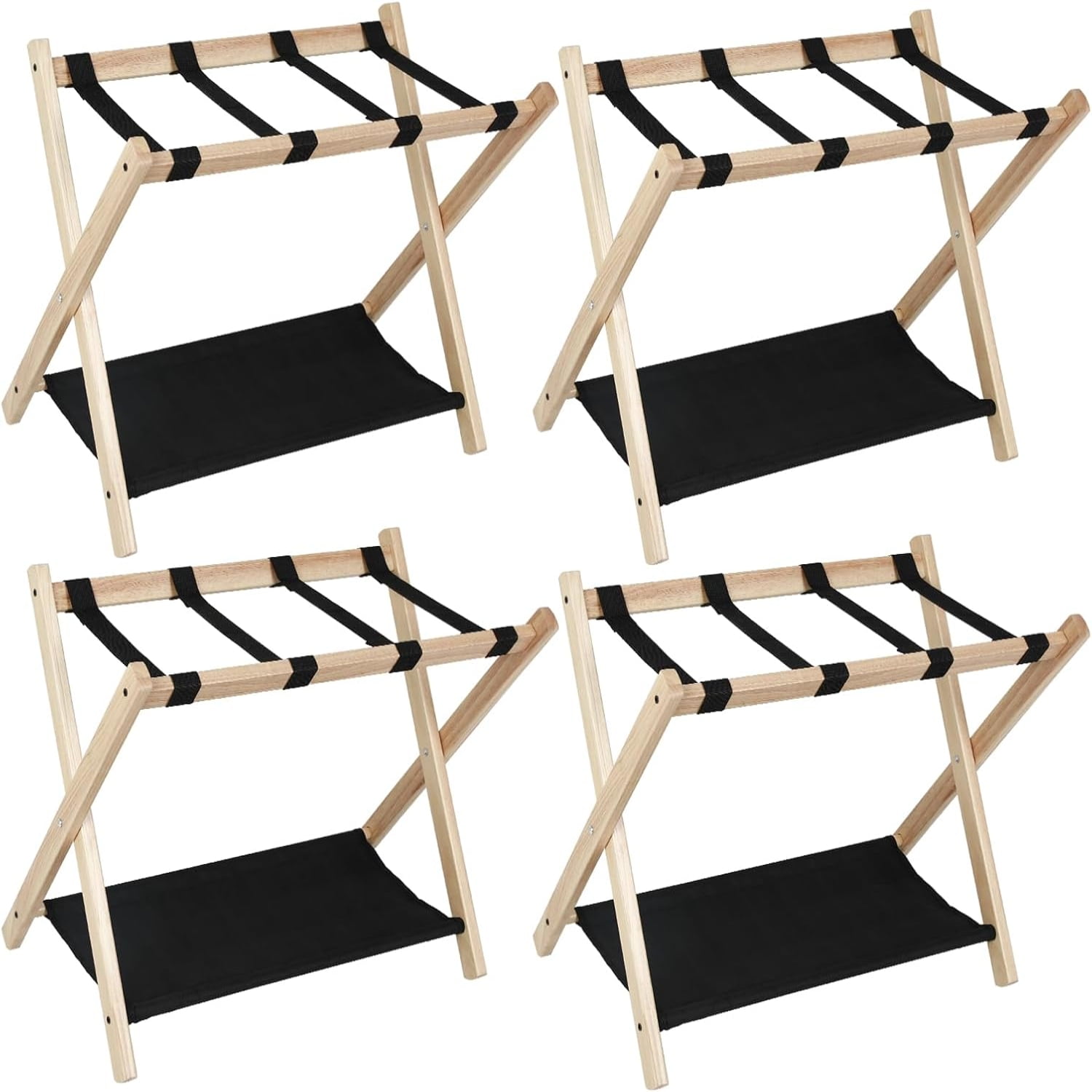 Folding Luggage Rack for Guest Room 4-Pack Luggage Stand Double Tiers ...