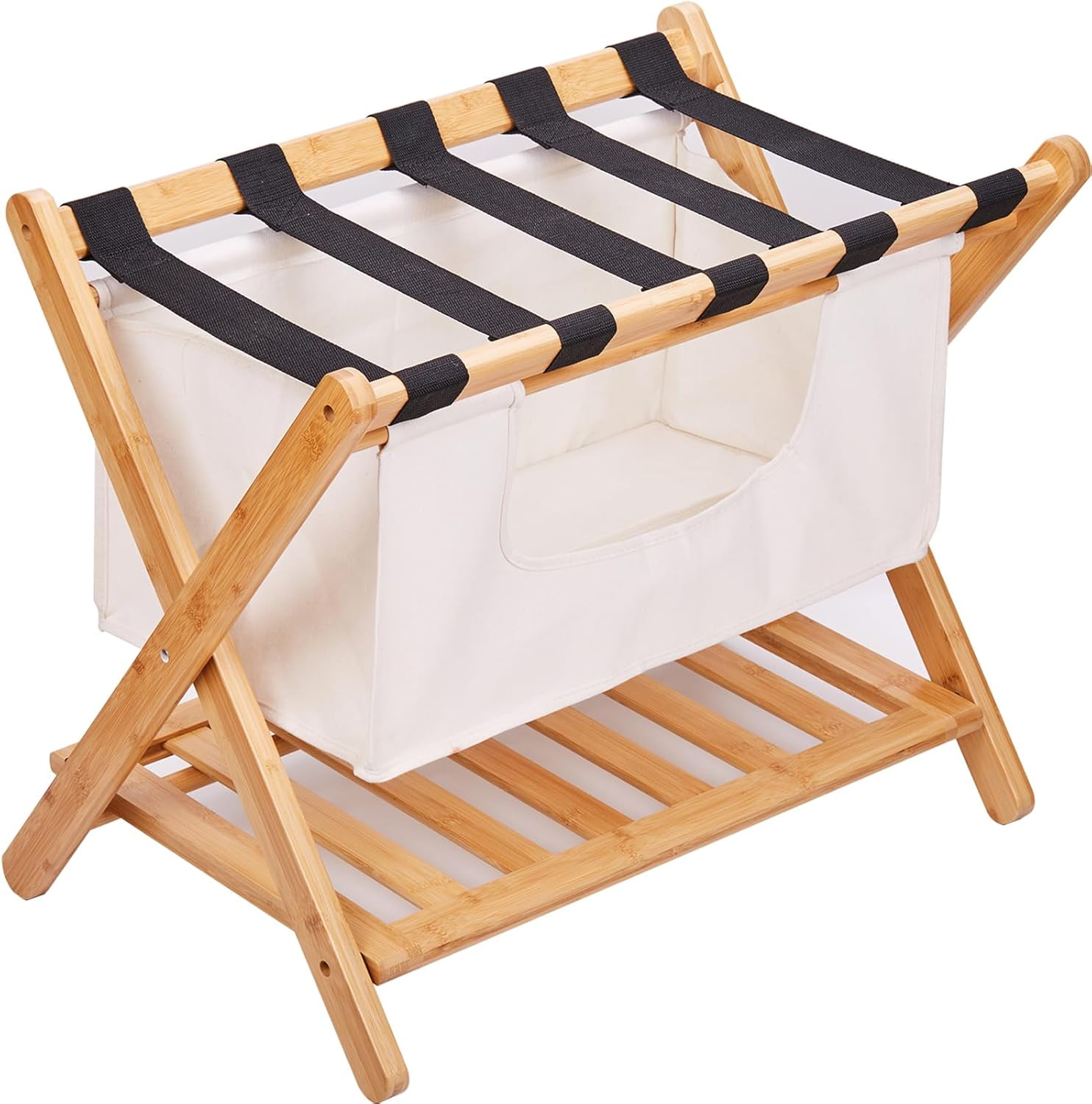 Folding Luggage Rack for Guest Room with Laundry Bag, Foldable Luggage ...