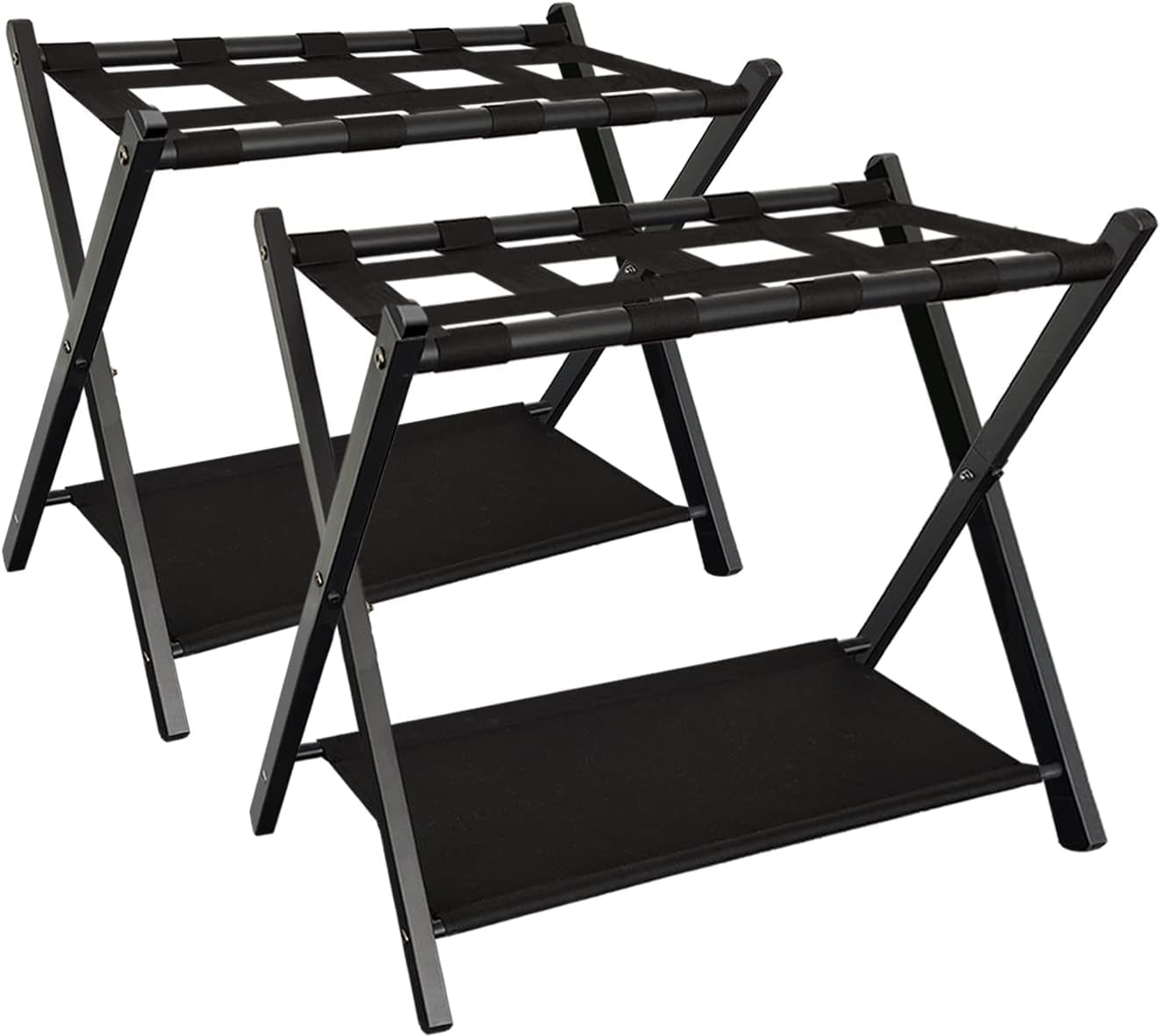 Folding Luggage Rack Stand with Shelf for Guest Room, Foldable Metal ...