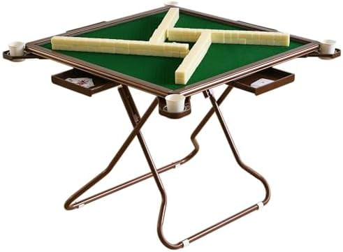 Folding Mahjong Table, Brown Square Card Table for 4 Player, Mahjong ...