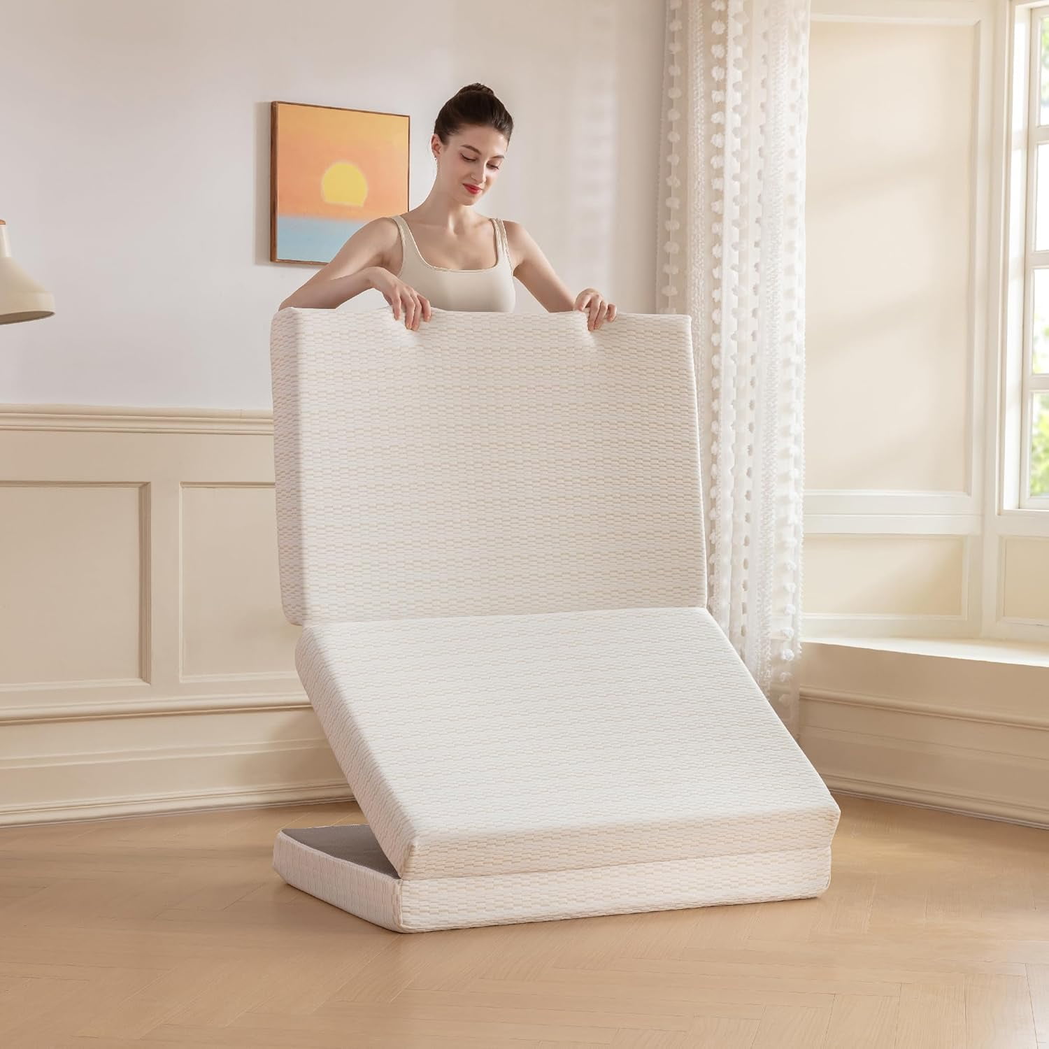 Folding Mattress 3 inch Twin Tri fold Memory Foam Mattress Foldable Mattress with Storage Bag and Washable Cover Travel and Guest Mat 75 38