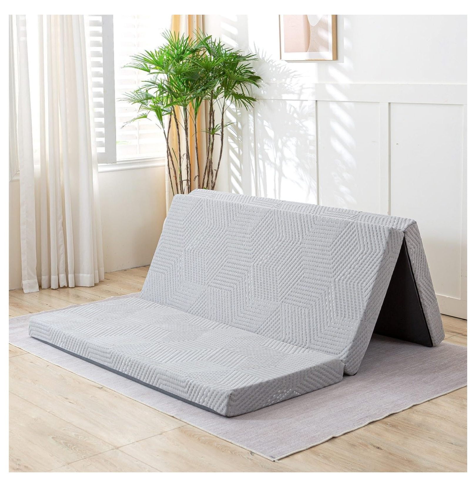 4 Inch Tri-Fold Memory Foam Mattress with Washable Cover, Foldable ...