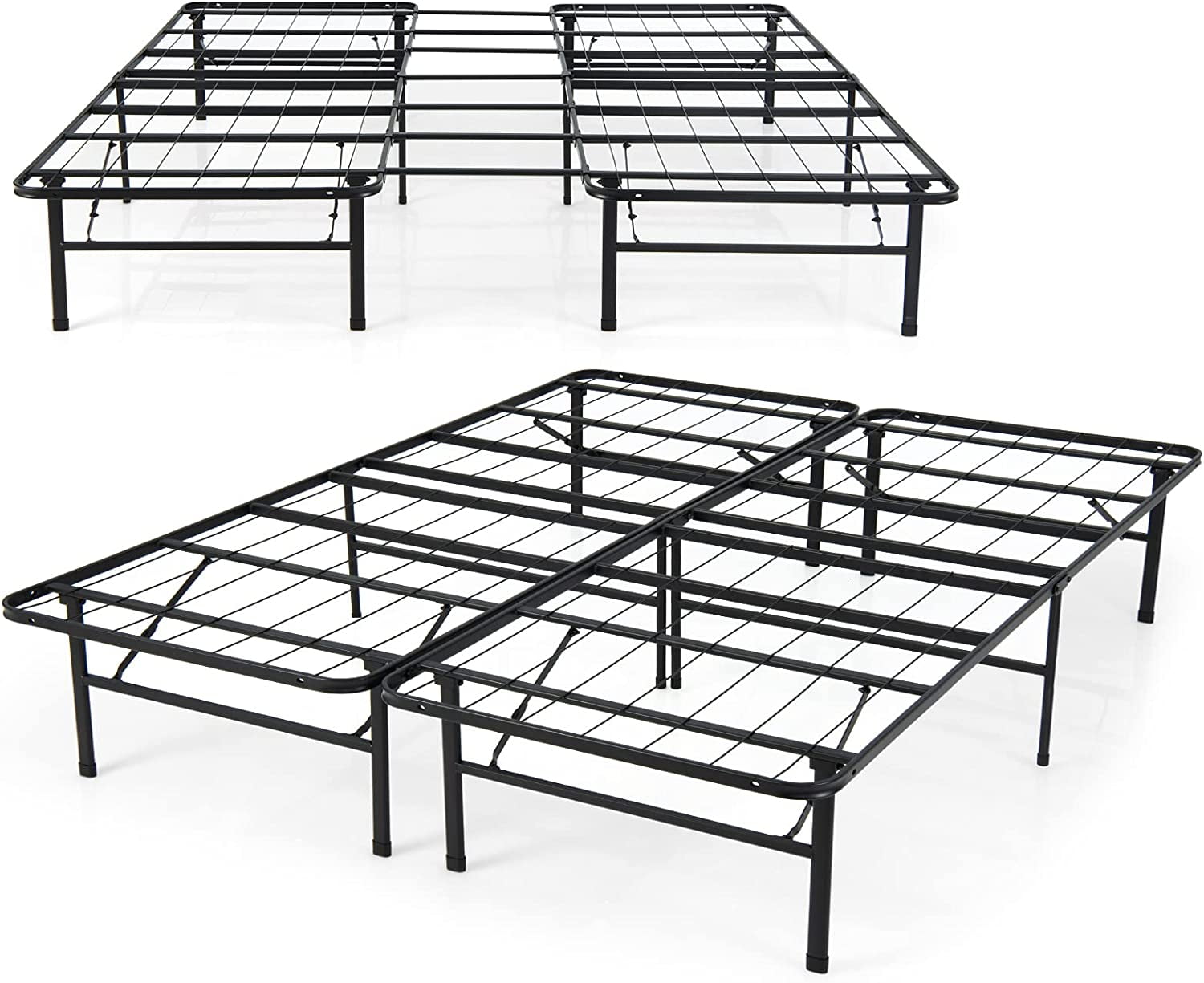 Folding Metal Platform Bed Frame, 13 Inch Heavy Duty Steel Slat ...