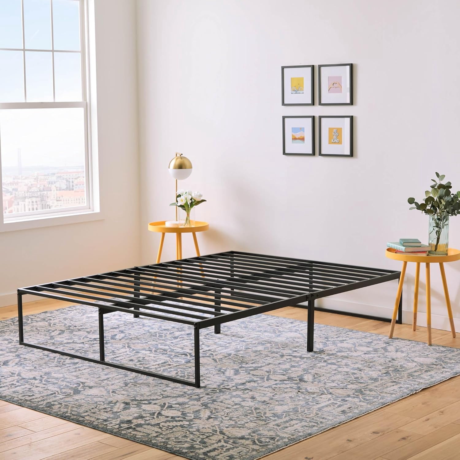 Folding Metal Platform Bed Frame - No Box Spring Needed - Underbed ...