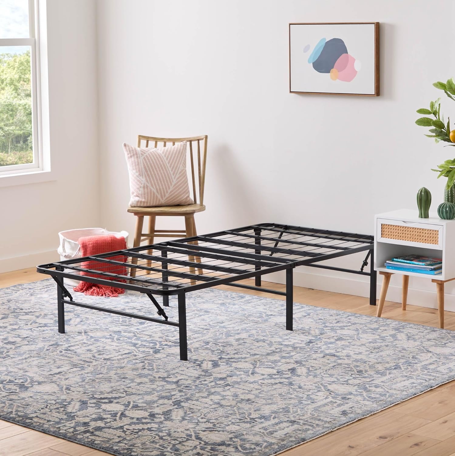 Folding Metal Platform Bed Frame - No Box Spring Needed - Underbed ...
