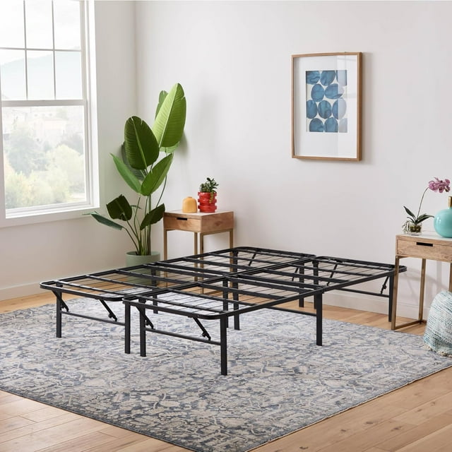 Folding Metal Platform Bed Frame - No Box Spring Needed - Underbed ...