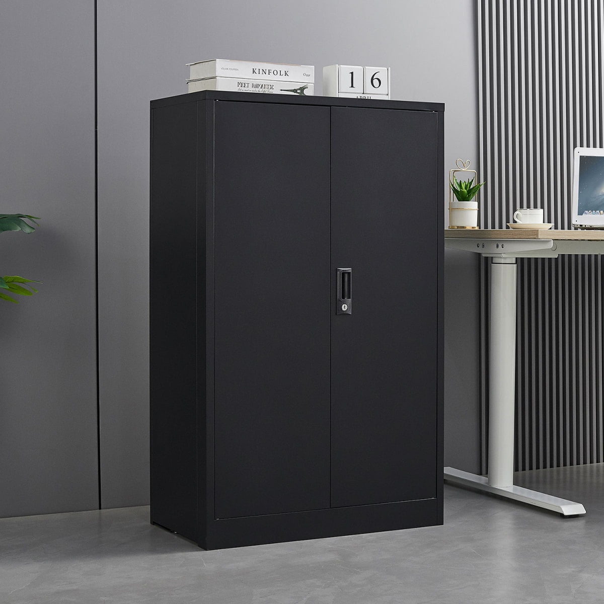 Folding Metal Storage Cabinet with Locking Doors, Adjustable Shelves ...