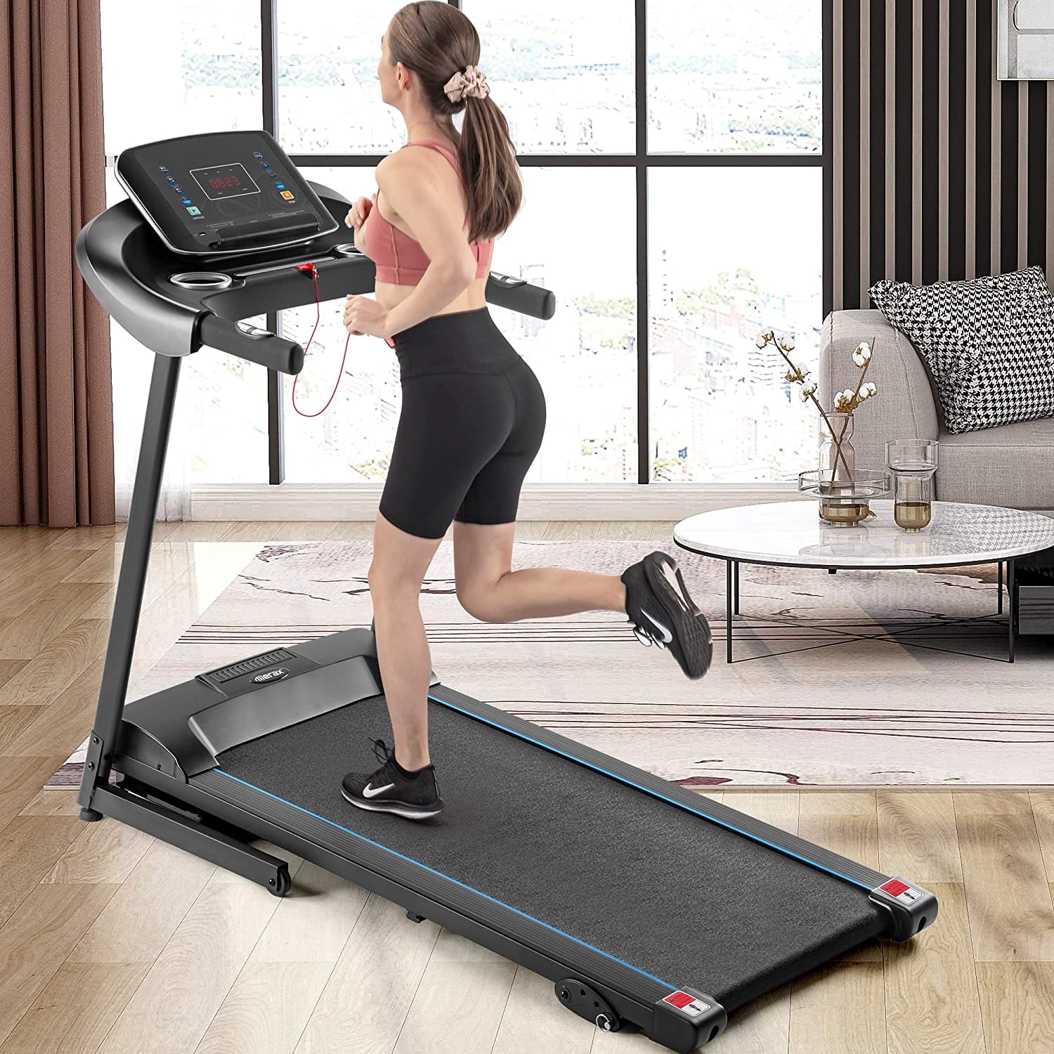 Folding Middle Treadmill For Home 2 5hp Electric Motorized Running