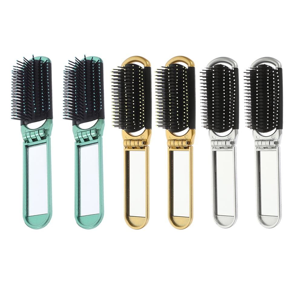Folding Mirror Comb Hair Brush Pocket Abs Foldable Travel Hairbrush Bag ...