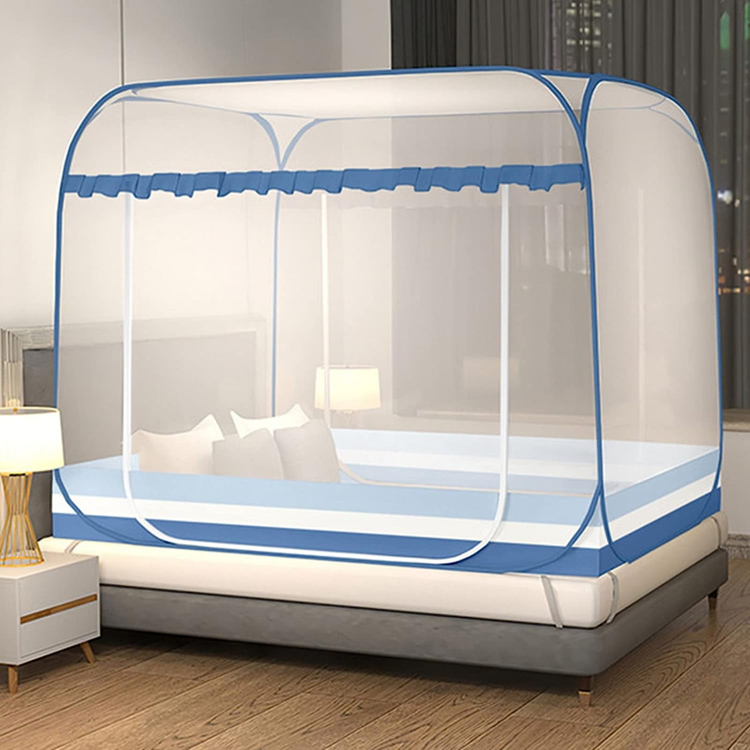 Folding Mosquito Net Tent Canopy Curtains for Beds Pop Up Mosquito Net ...