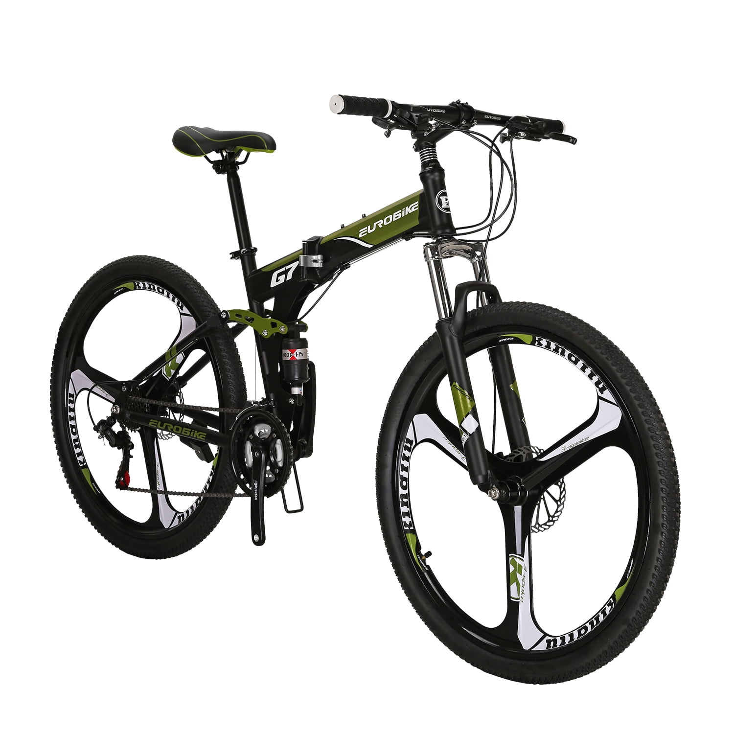 Eurobike G7 27.5 Inch Folding MTB, Full Suspension, 21 Speed, Shock ...