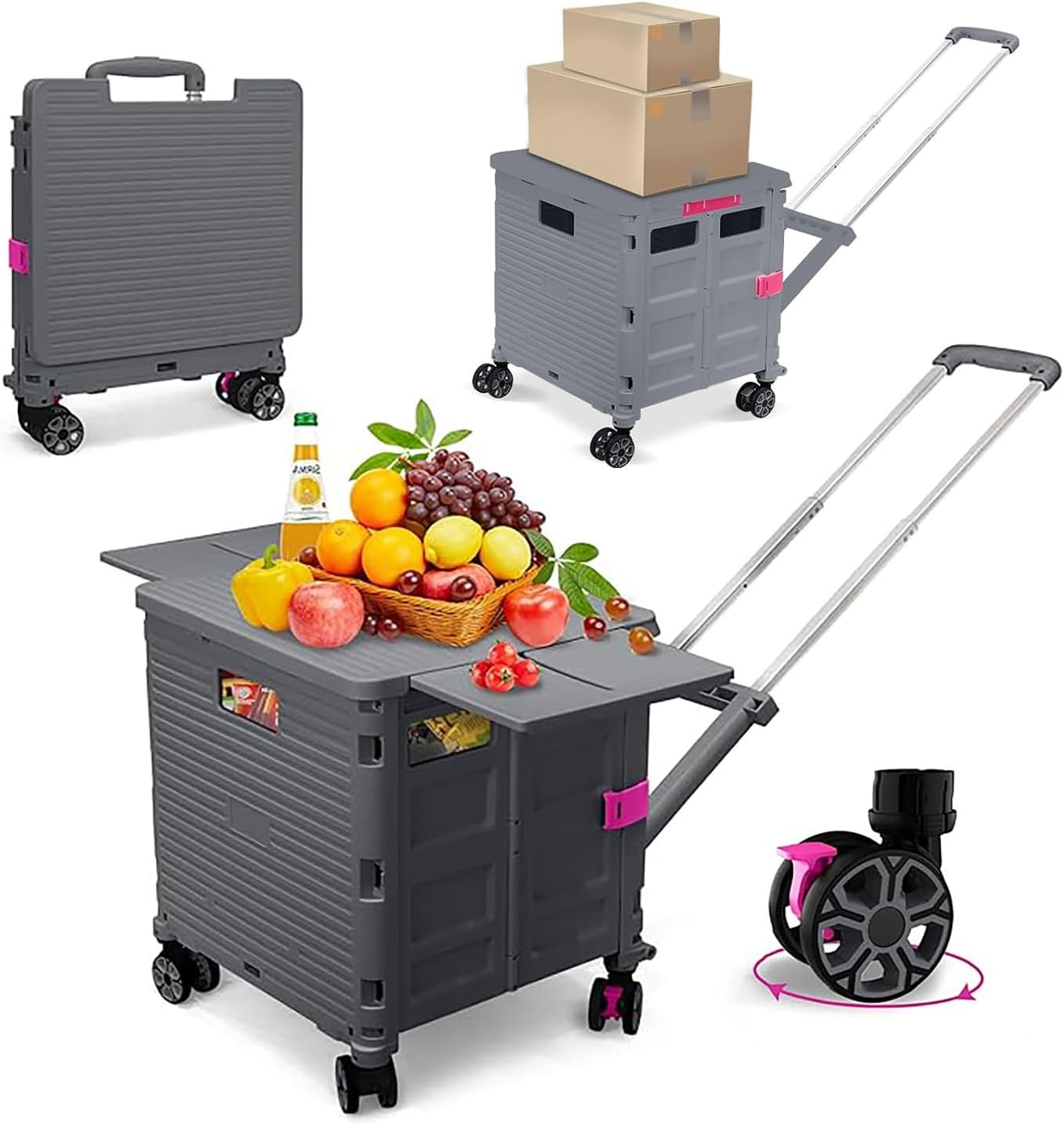 Folding Multifunctional cart with Magnetic Sliding lid Design, Equipped ...