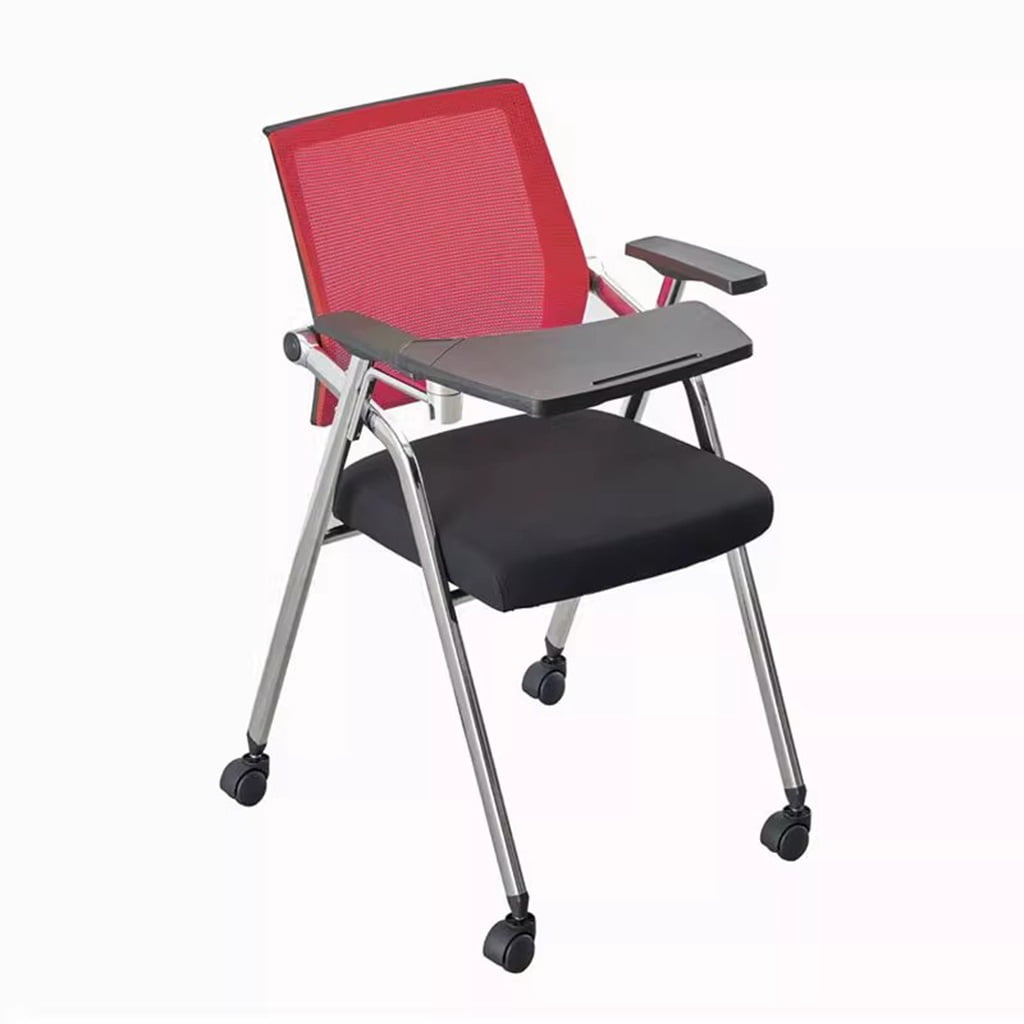 Folding Office Chair with Desk Attached and Wheels,Mesh Guest Reception ...