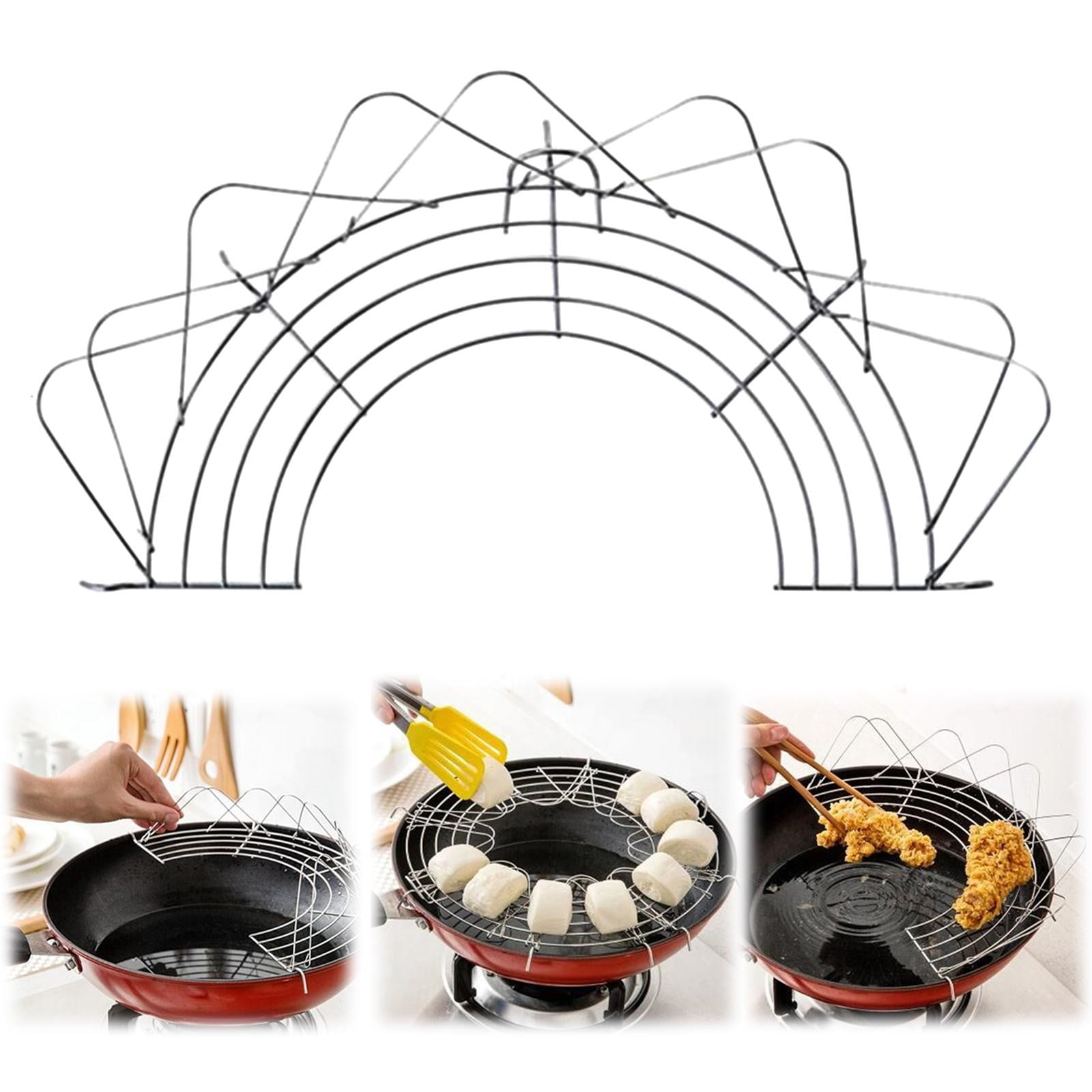 Folding Oil Filter Rack 1Pcs Rack Semi Circular Kitchen Wok Fry Pan Pot ...
