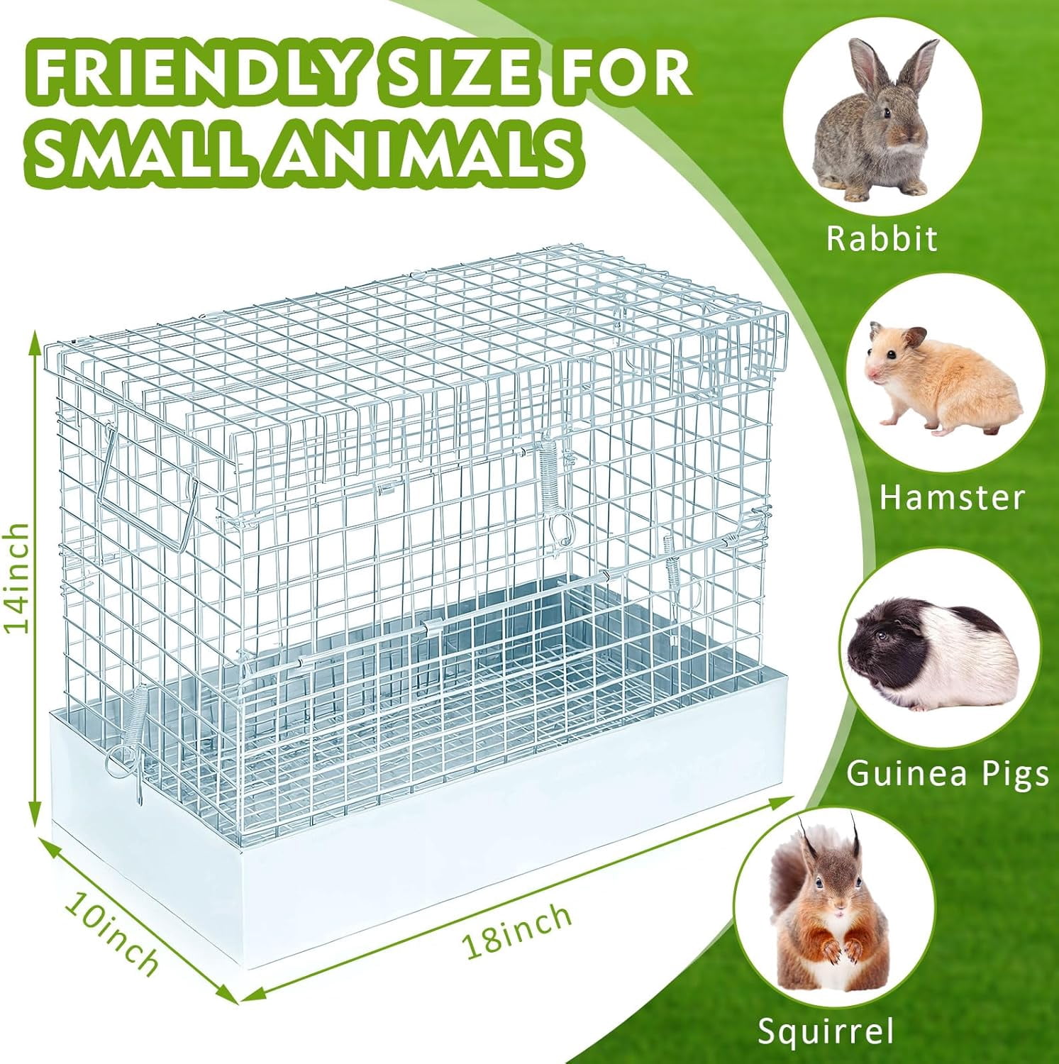 Folding One Hole Rabbit Transport Cage, 18 x 10 x 14 in Portable Rabbit ...