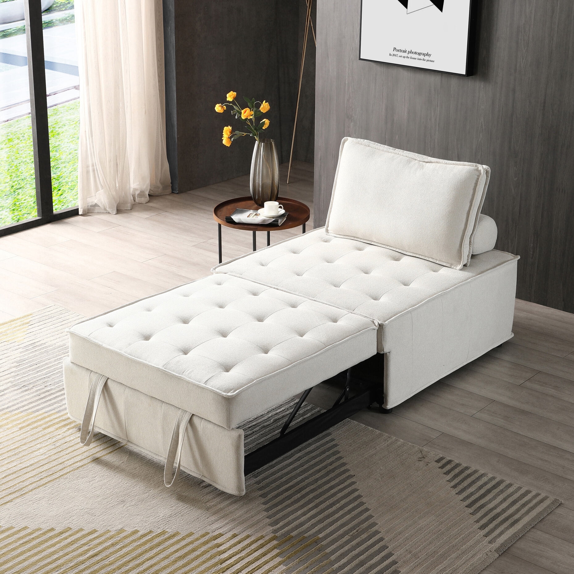 Folding Ottoman Sofa Bed, Convertible Sleeper Chair with Removable ...