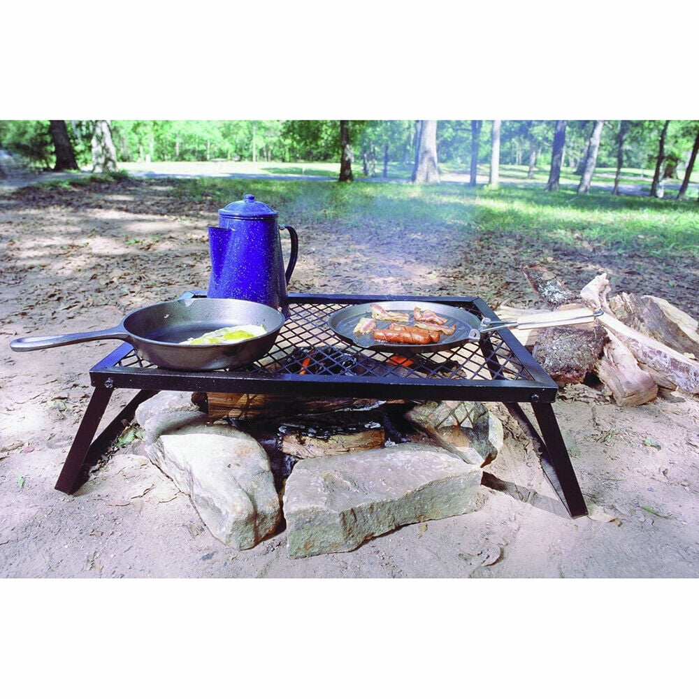 Folding Outdoor Camping BBQ Grill Picnic Campfire Pit Over Fire Cooking ...