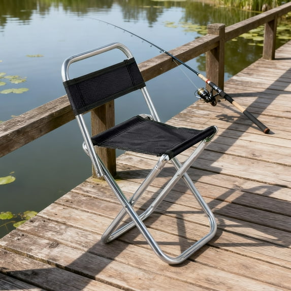 Folding Outdoor Chair Portable Camping Fishing Stool with Backrest ...
