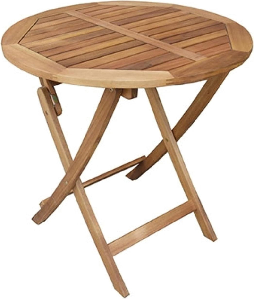 Folding Outdoor Patio Table, Round Foldable Acacia Wood Deck Bistro Bar ...