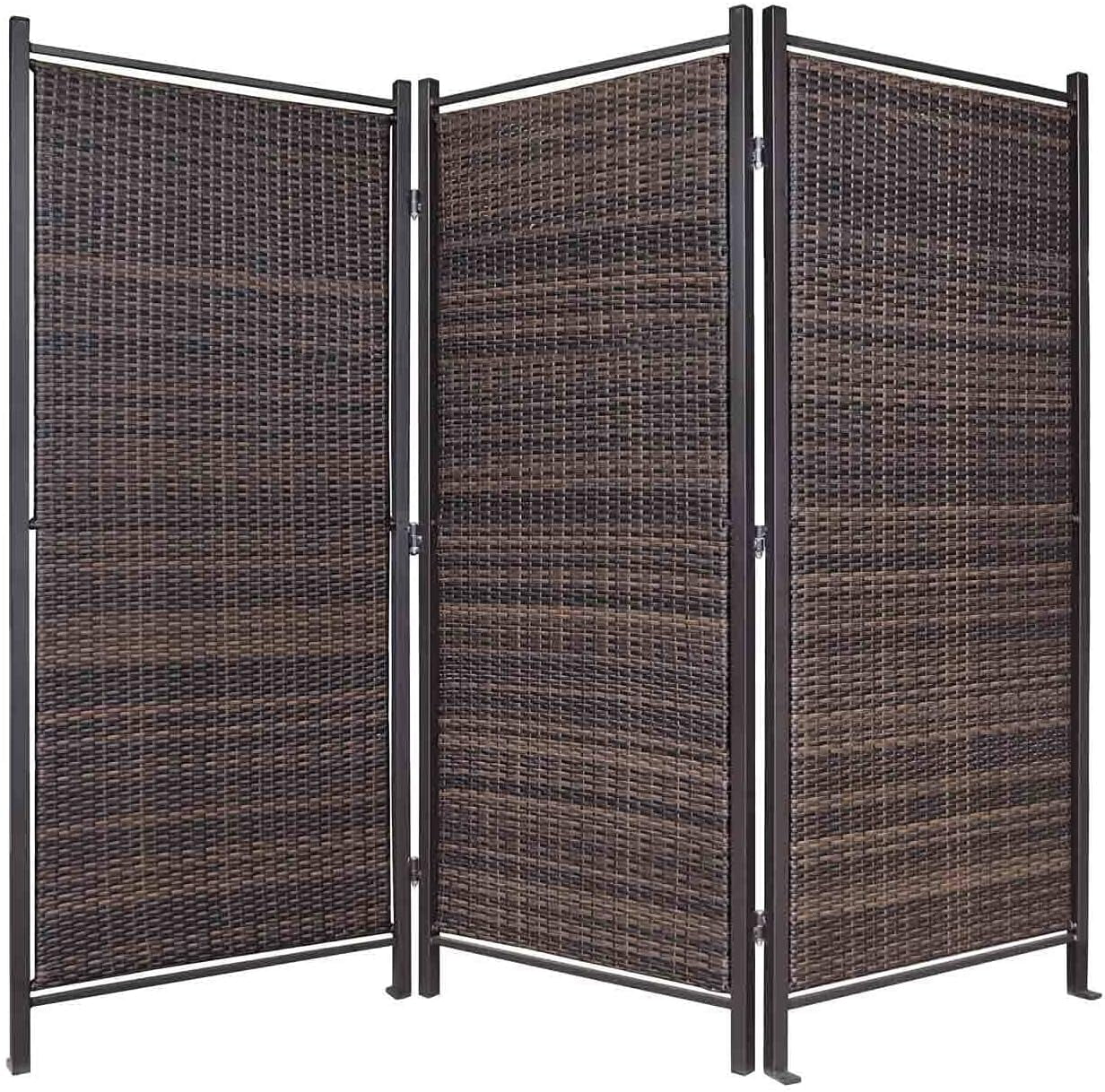 Folding Outdoor Privacy Screen Wicker Partition 6' X 6' For Home Patios ...