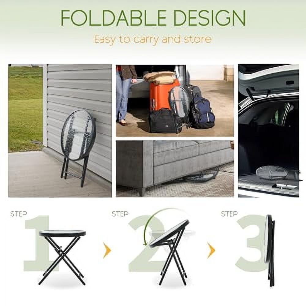 Folding Outdoor Side Table -Patio End Bistro Tables Portable Small 17.5 ...
