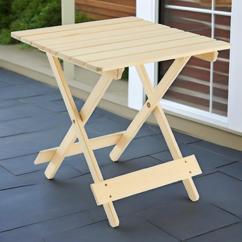 Folding Outdoor Side Table, Solid Wood Portable Patio Table for Balcony ...