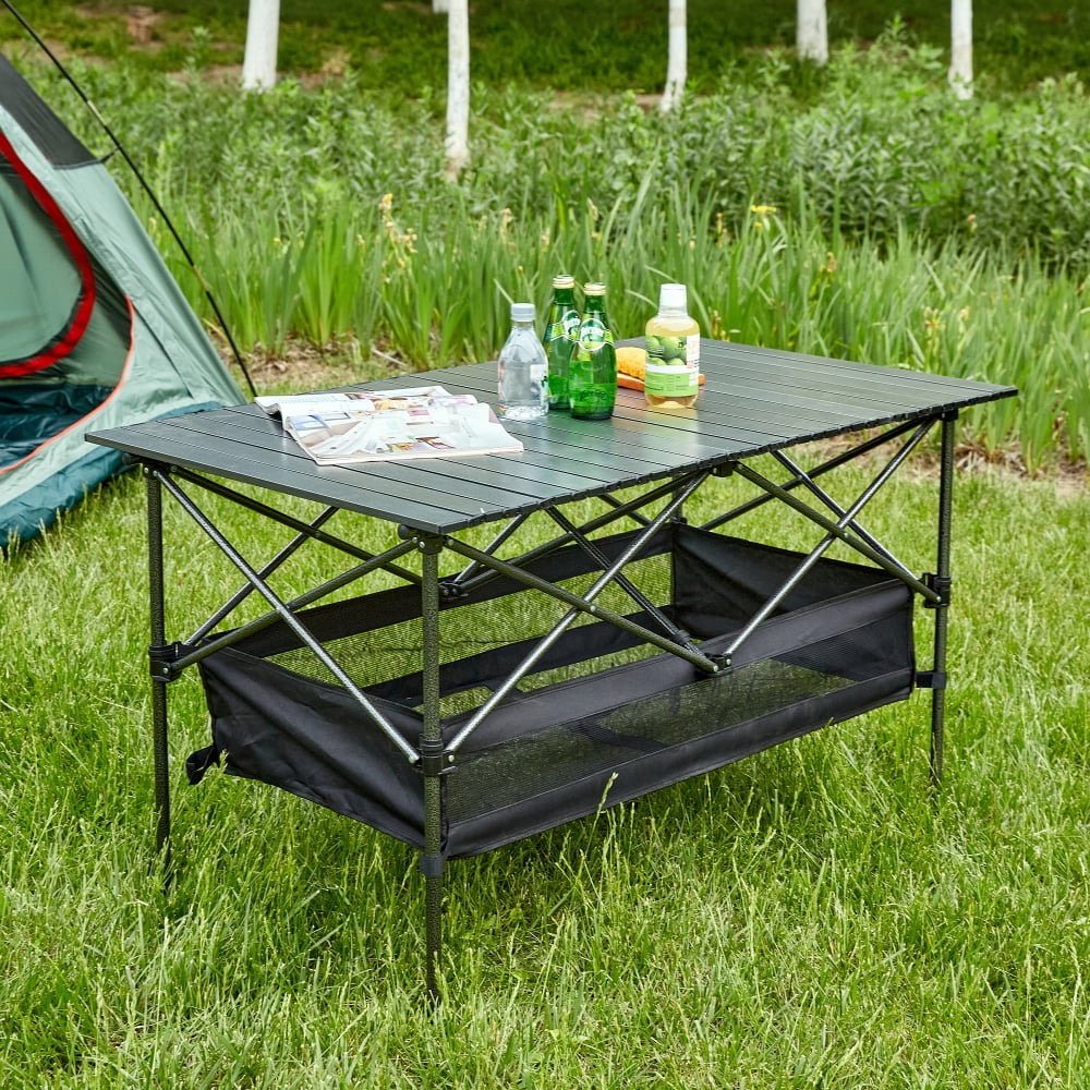 Folding Outdoor Table,Lightweight Aluminum Roll-up Rectangular Table ...