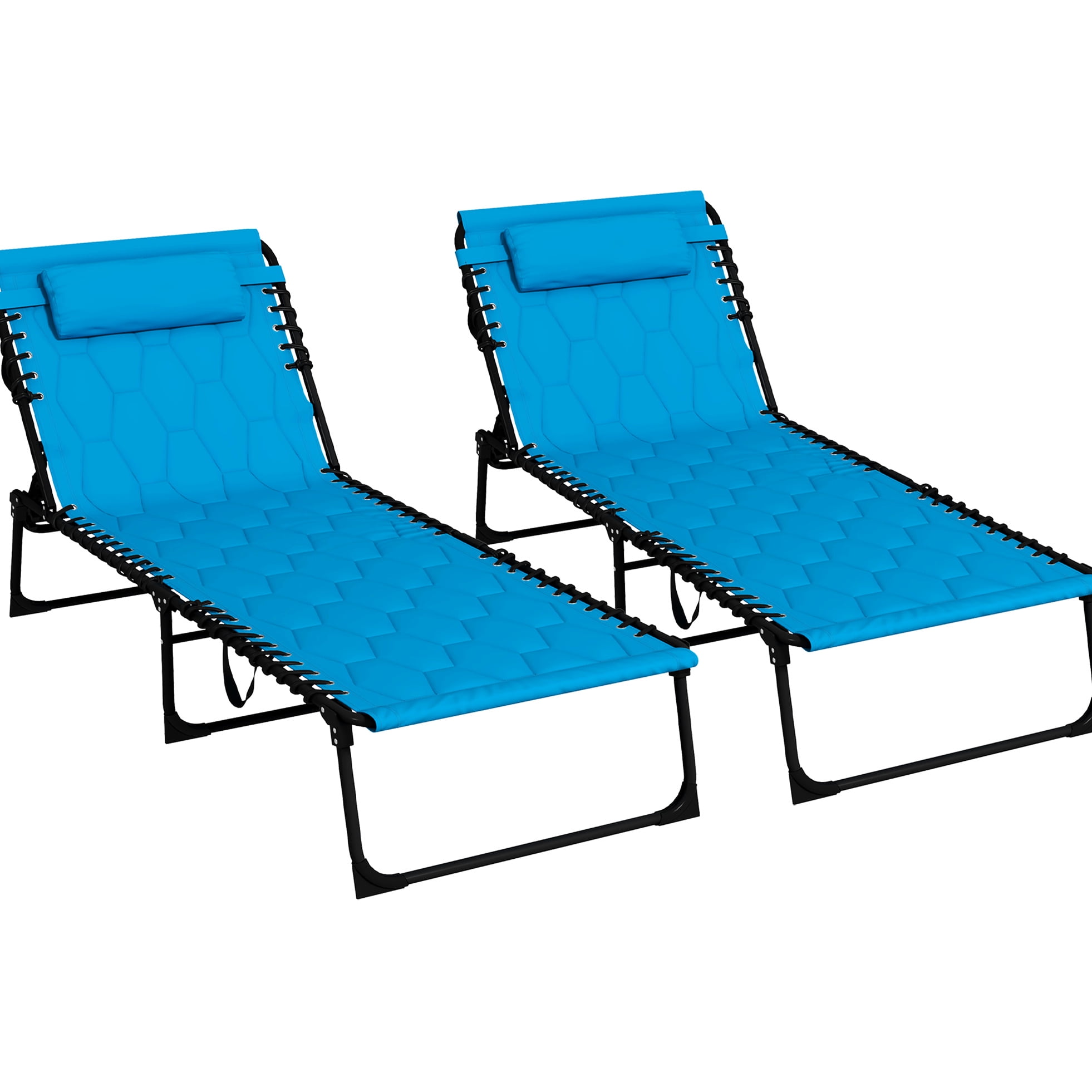 Folding Outdoor Tanning Lounge Chair , 5-level Reclining, Padded Seat ...