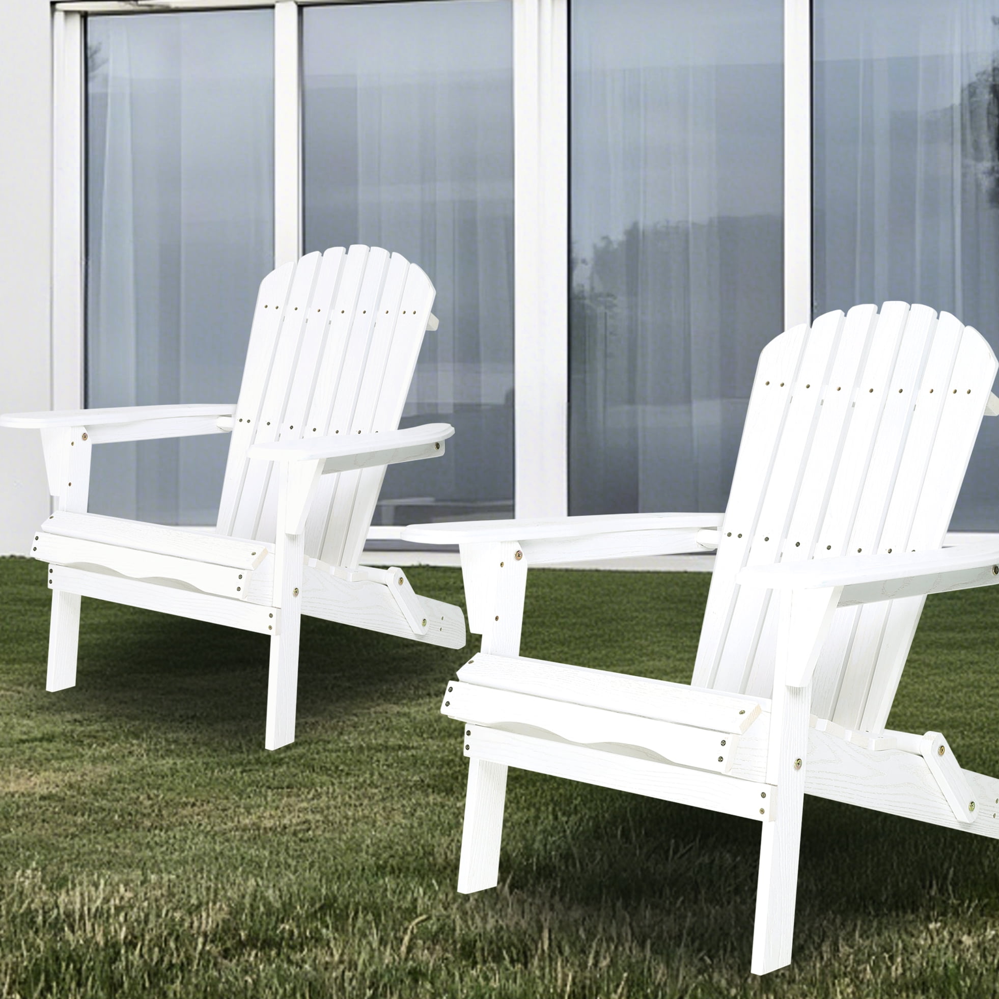 Folding Outdoor Wood Chair - White, Grain, Patio, Of 2 White Patio ...