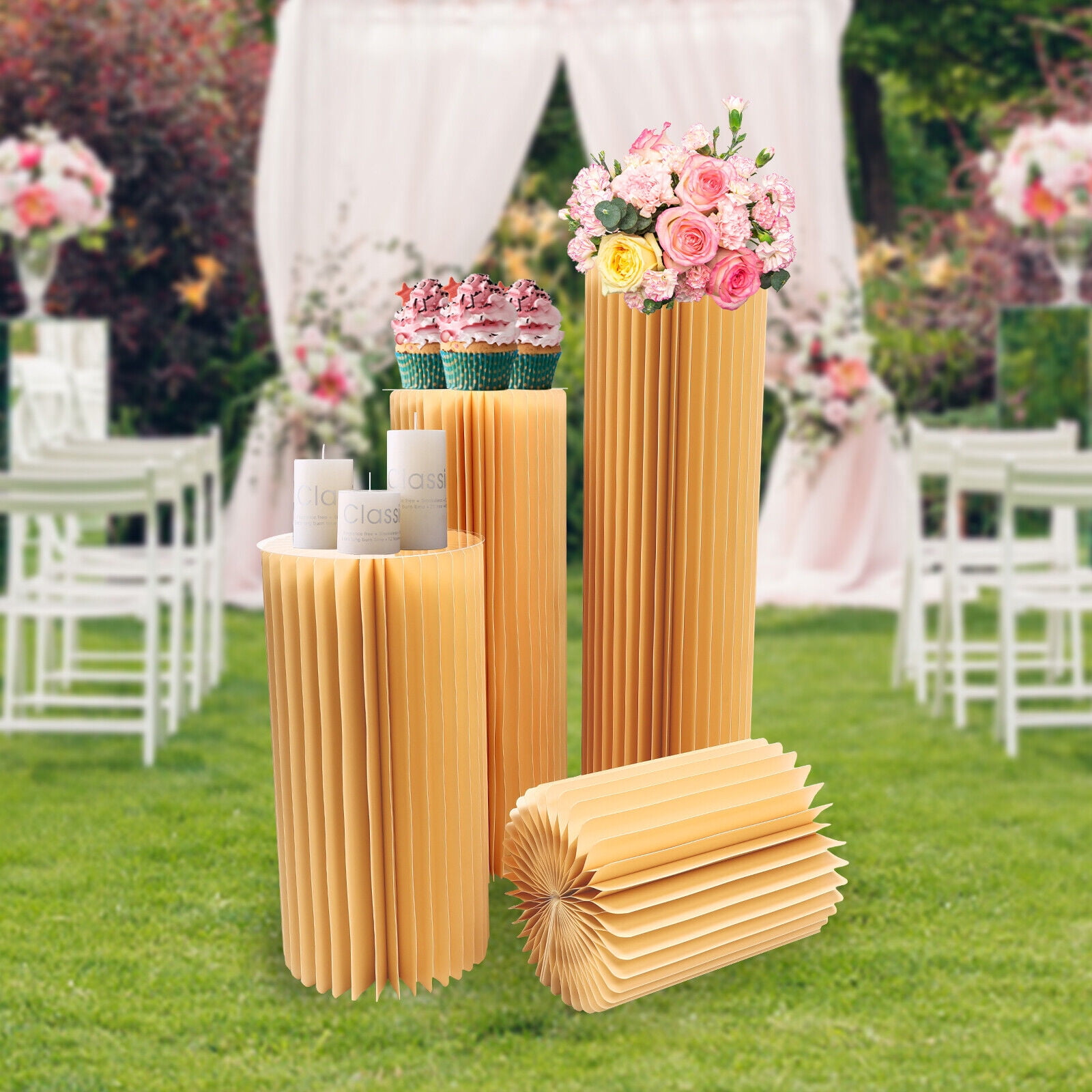 Folding Paper Column Dessert Display Table for Wedding Engagement ...