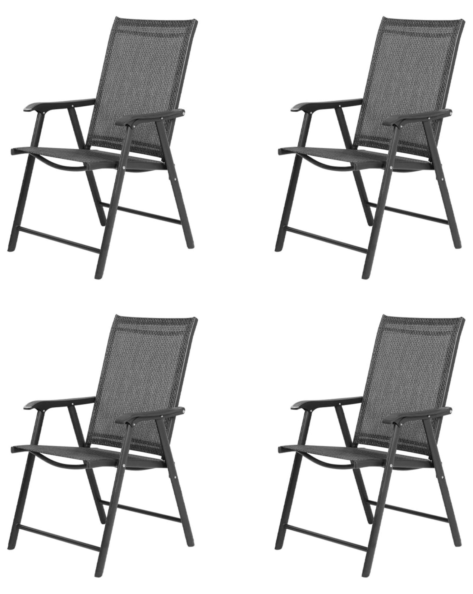 Folding Patio Chairs Dining Chairs Textilene Sling Chairs - Set of 4 ...