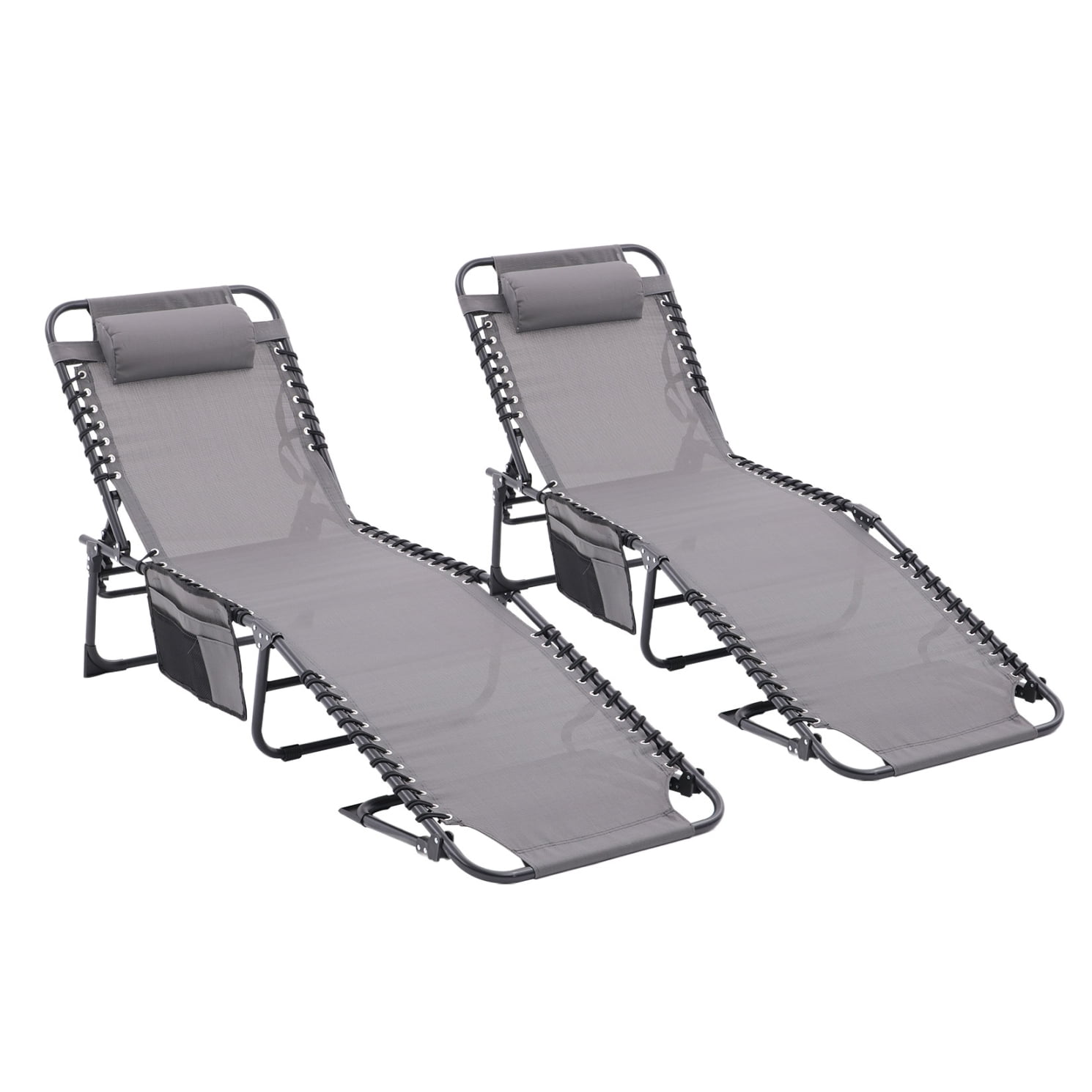 Folding Patio Chaise Lounge Chair,Adjustable Reclining Tanning Chair ...