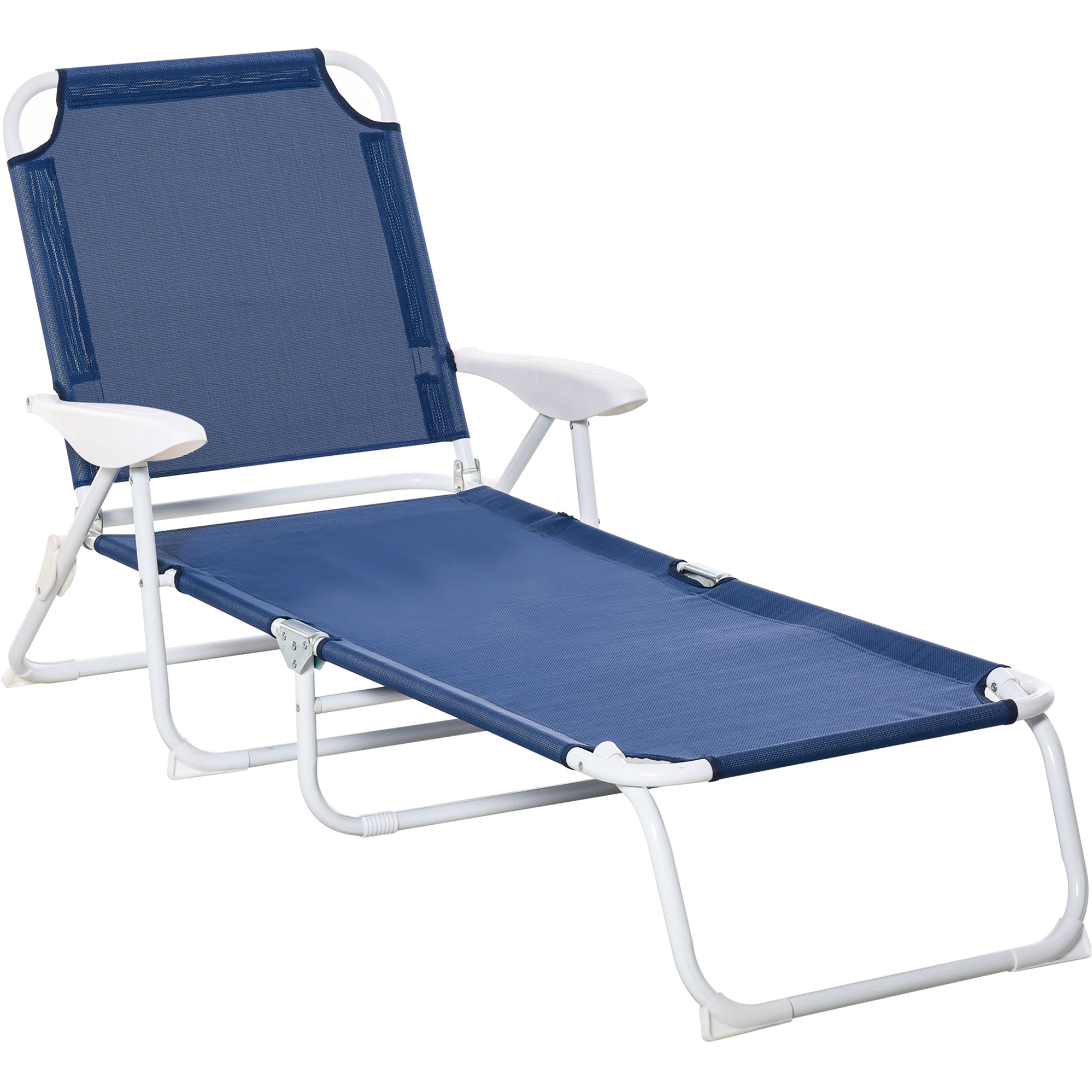 Folding Patio Sun Relaxation Chair - 4 Reclining Back, , Metal Frame ...