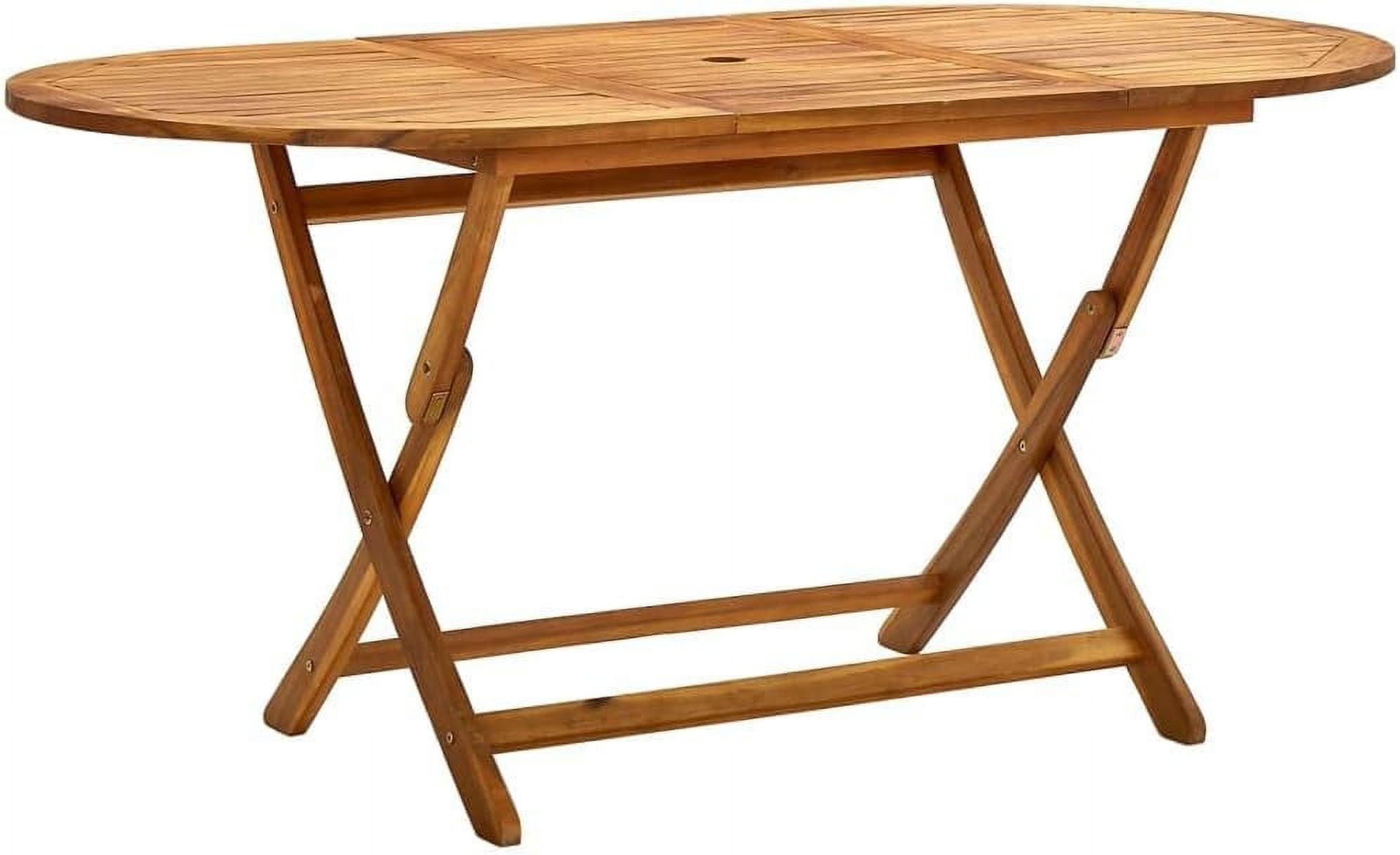 Folding Patio Wood Table with Umbrella Hole, Acacia Wooden Folding ...
