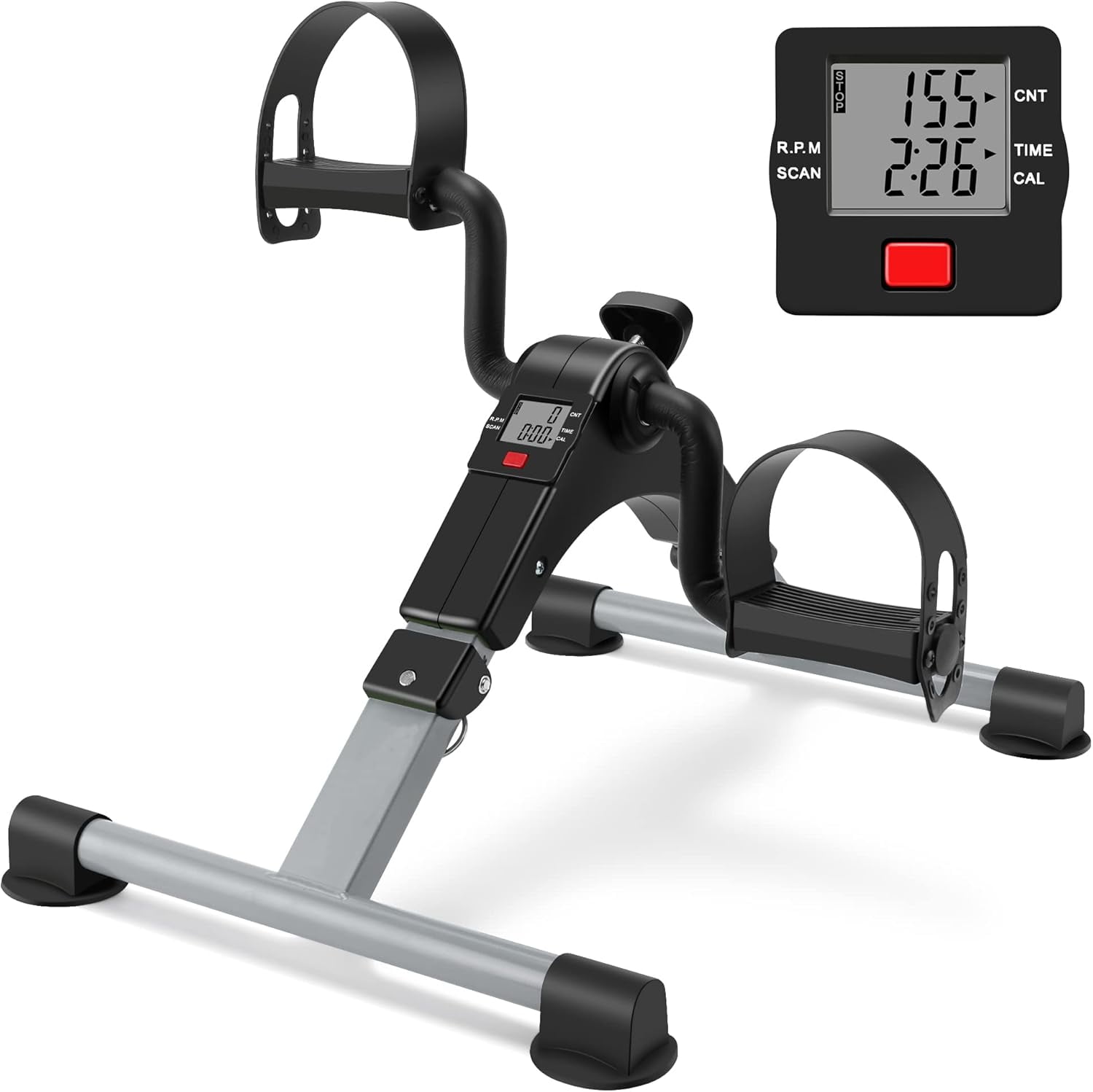 Folding Pedal Exerciser Mini Exercise Bike Portable Peddler Under Desk Bike with LCD Display for ...
