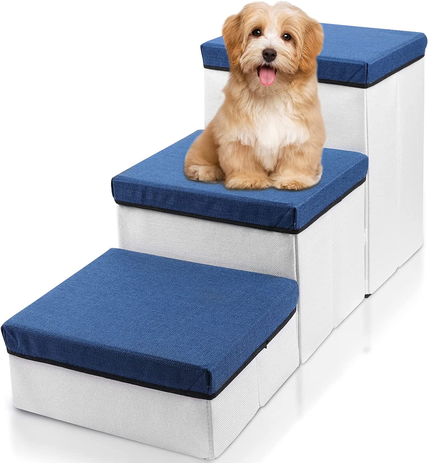 Folding Pet Stairs,3 Steps Foldable Dogs Stair for Small to Medium Dog ...