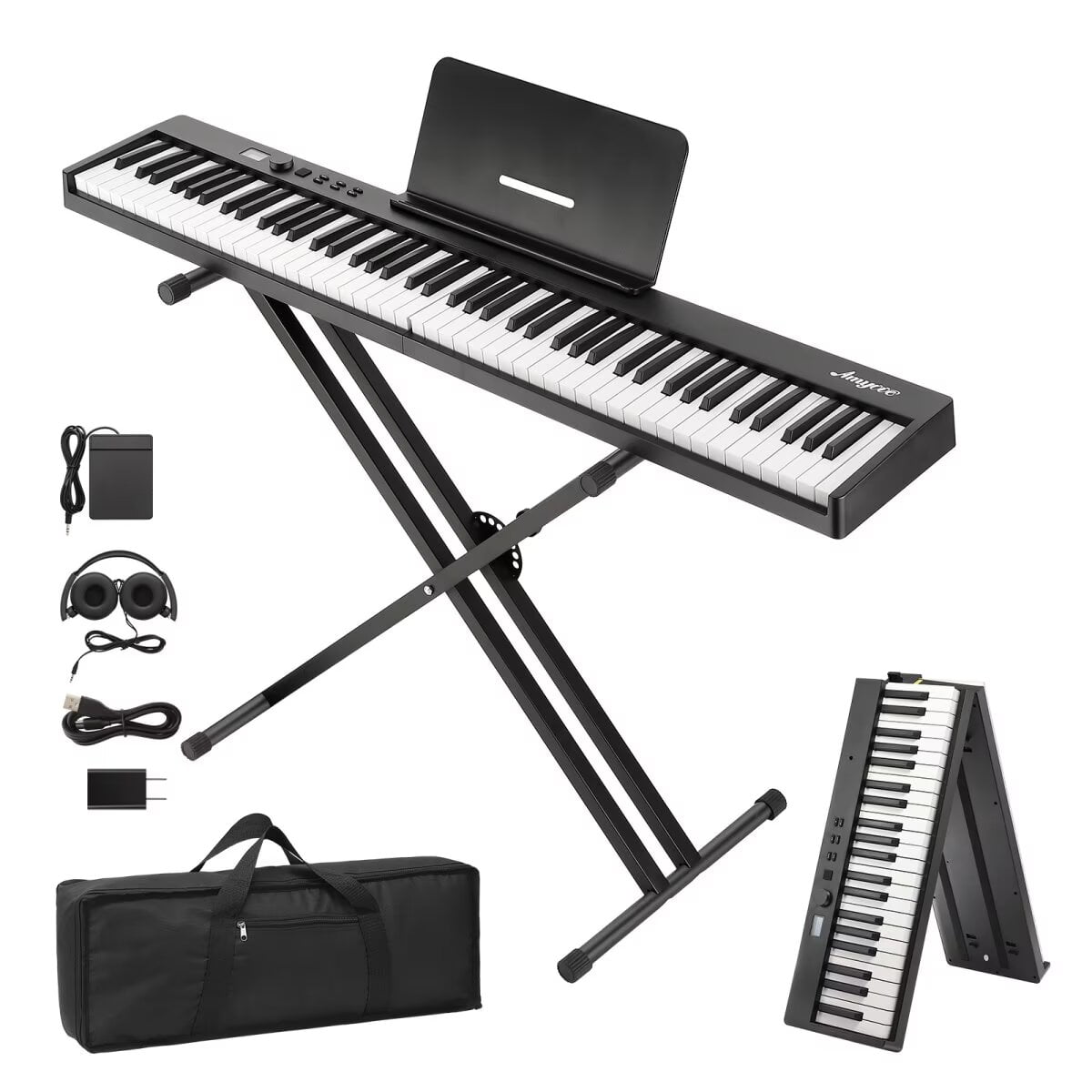 Folding Piano Keyboard, Portable Full Size 88 Keys Keyboards Electric ...