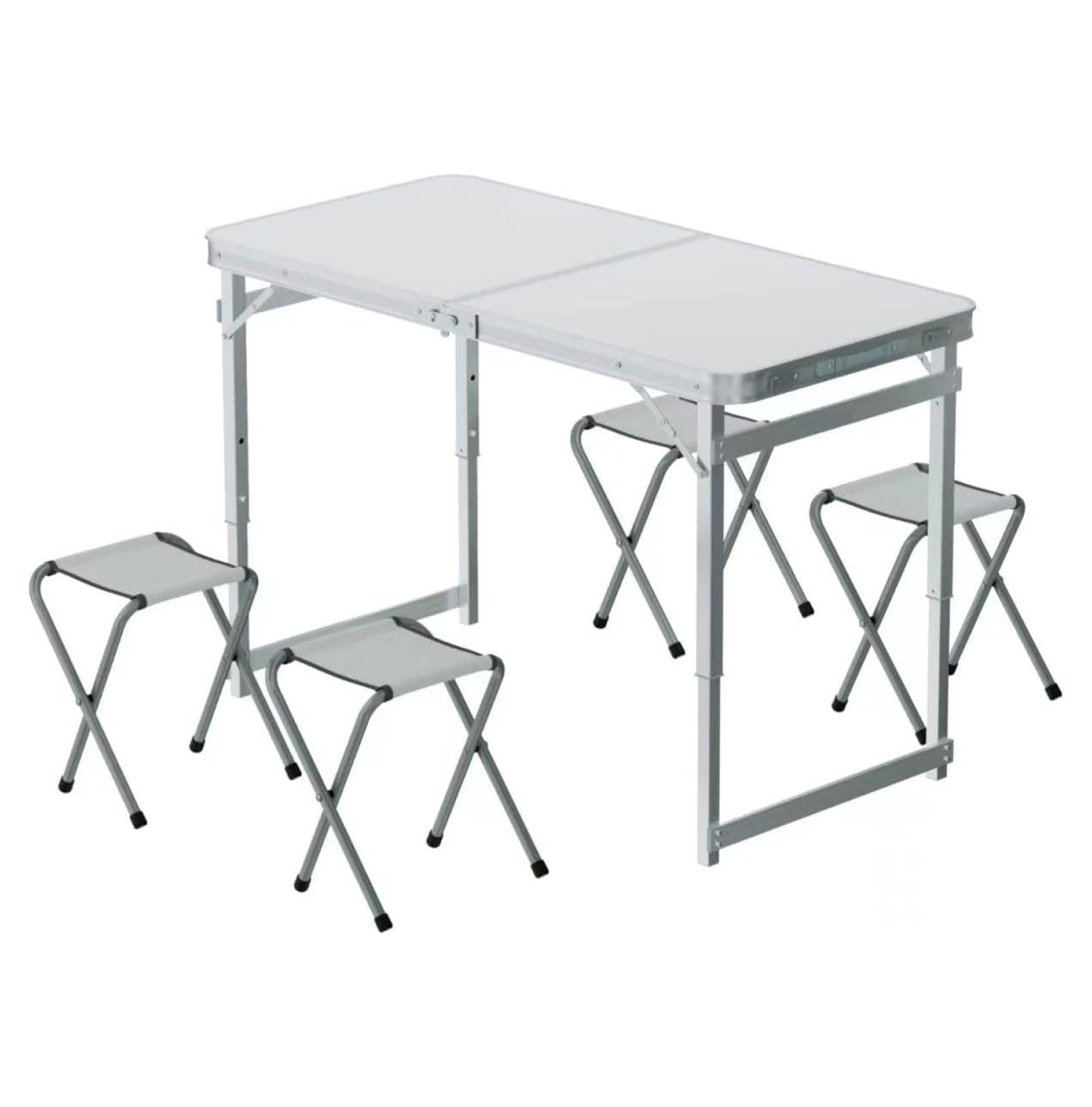 Folding Picnic Table with 4 Stools, Aluminum Camping Table Set for ...