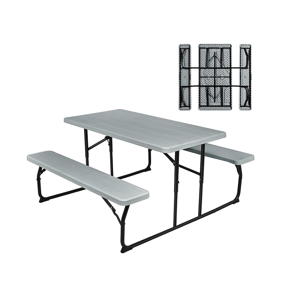 Folding Picnic Table Bench Set, Outdoor Dining Table Set, Large Camping ...