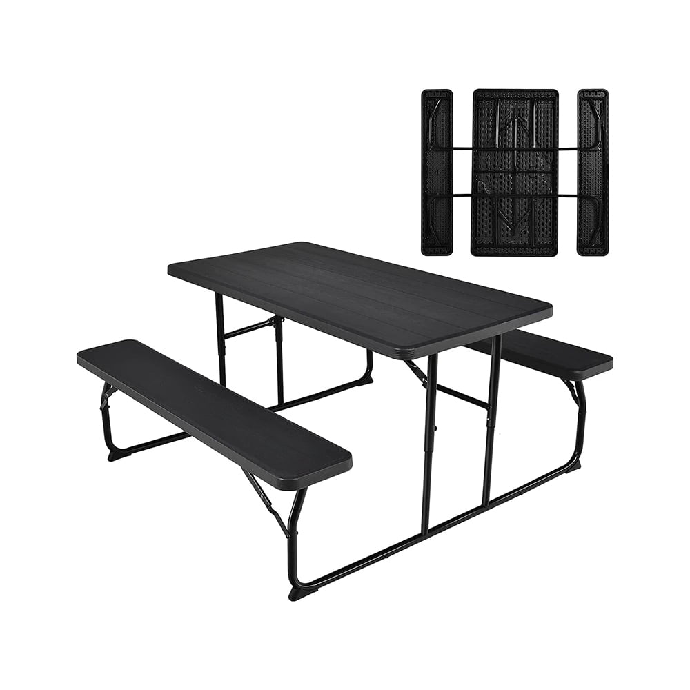 Folding Picnic Table Bench Set, Outdoor Dining Table Set, Portable ...