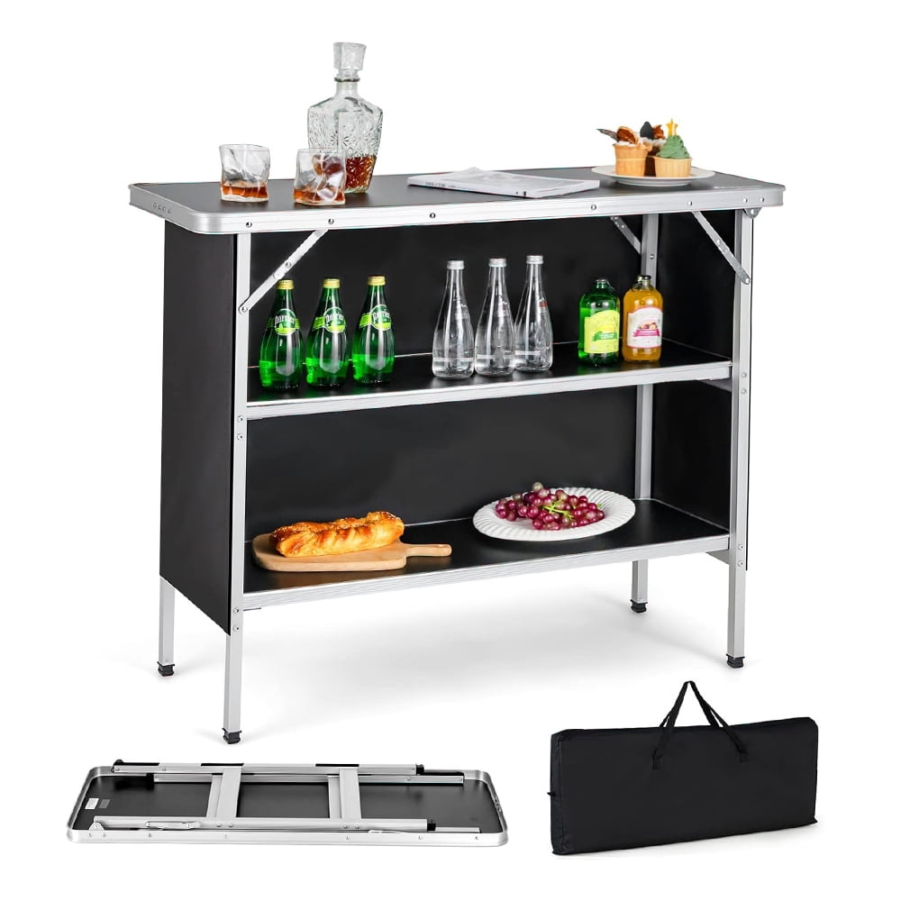 Folding Picnic Table, Lightweight Aluminum Table, Portable Food Prep ...