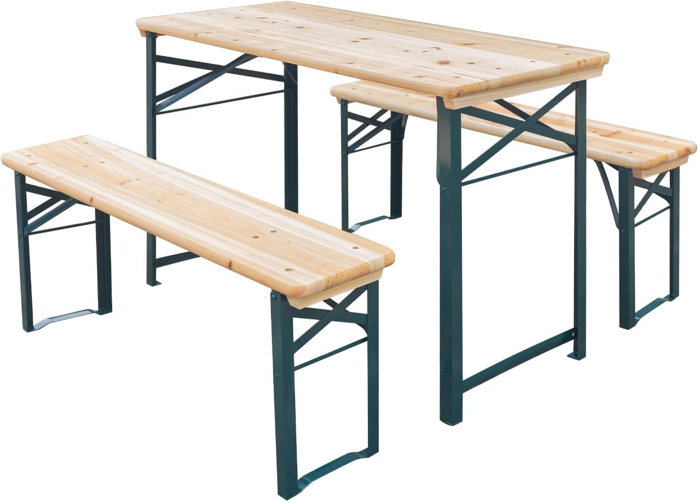 Folding Picnic Table Set with 2 Benches, 4Ft Portable Camping Table and ...