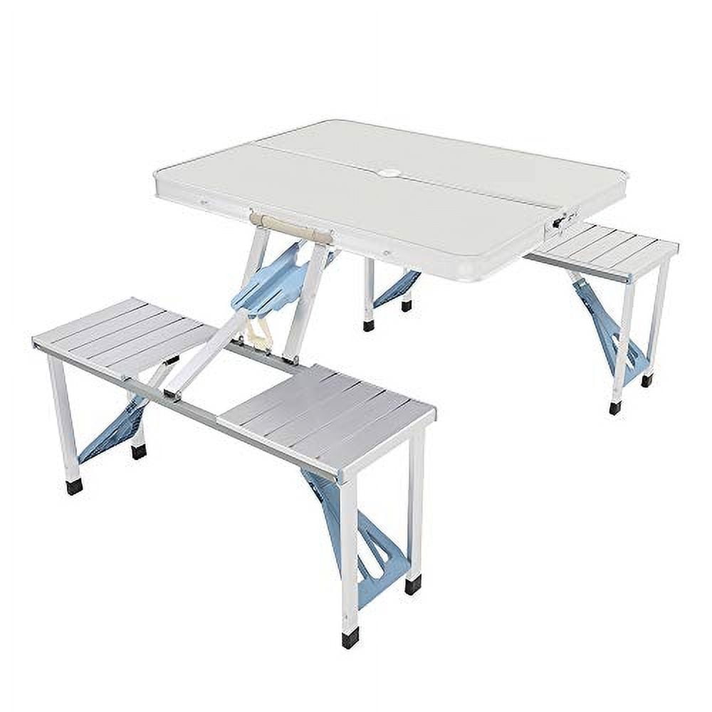 Folding Picnic Table with 4 Stools Set, Outdoor Camping Portable ...