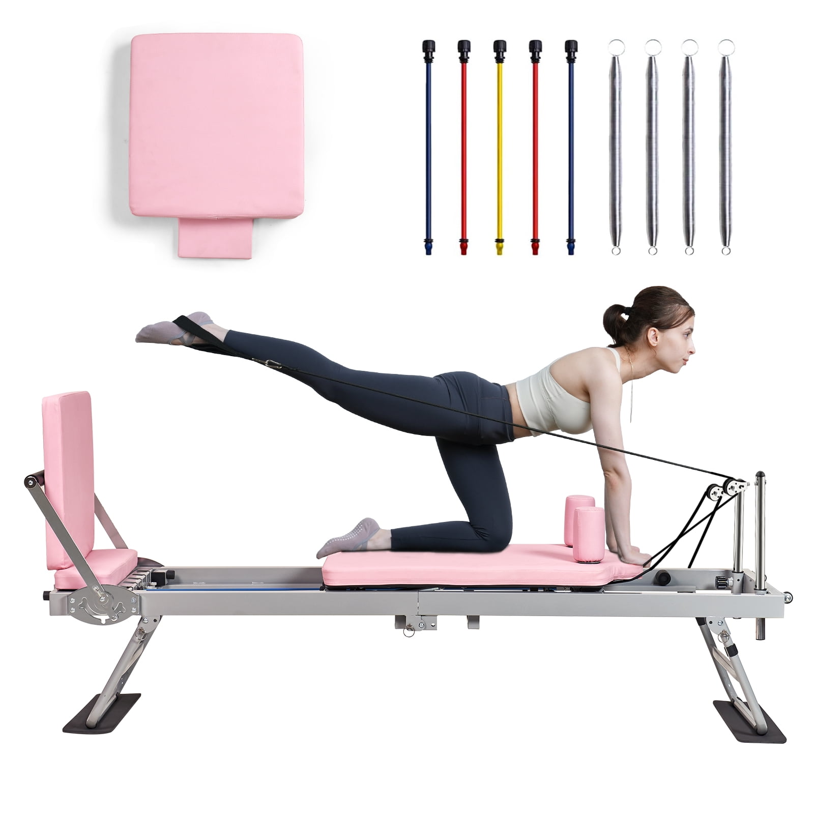 Folding Pilates Reformer for Home and Gym with Jumping Board, Full Body ...