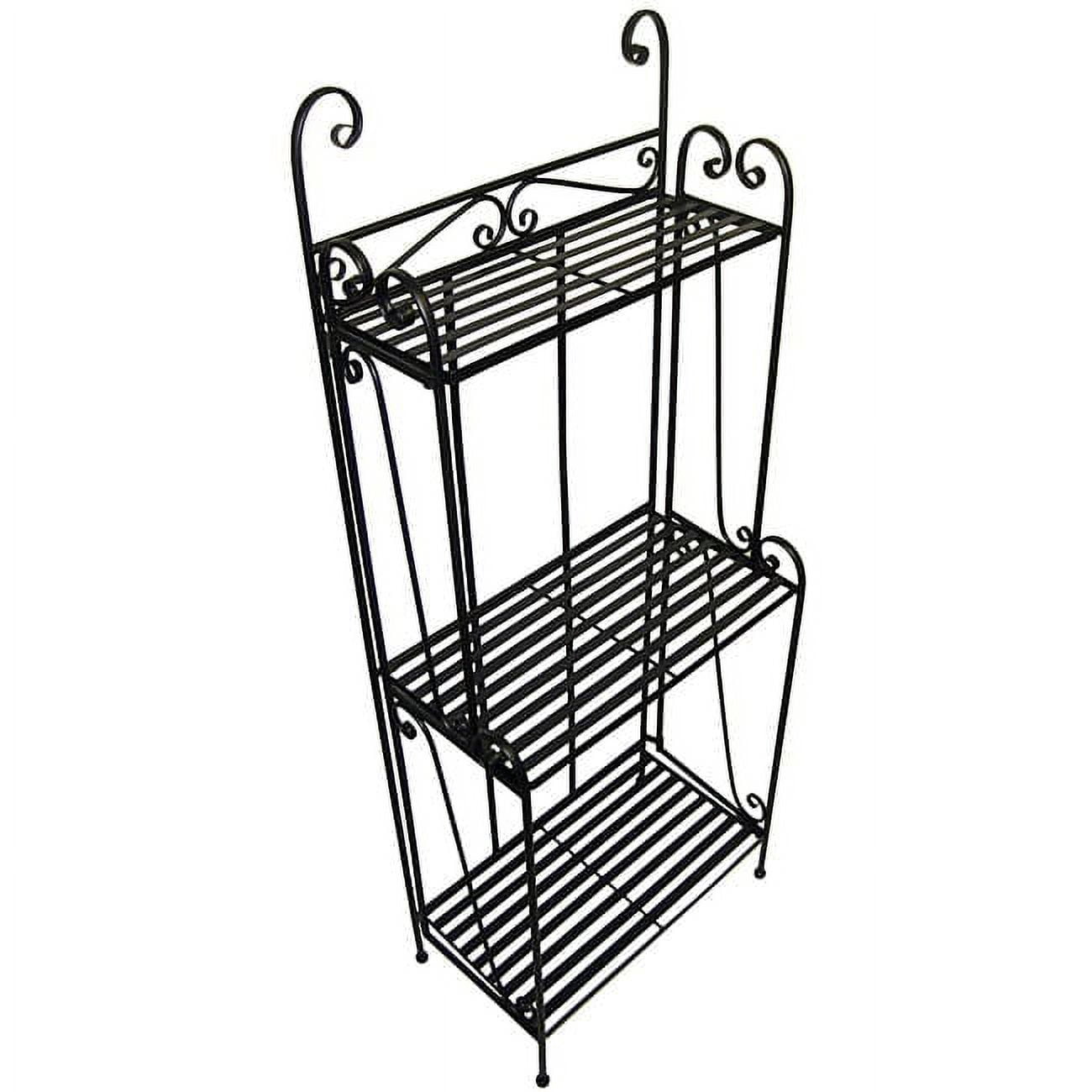 Folding Piper Bakers Rack with Three Shelves in Black (Three Shelves ...