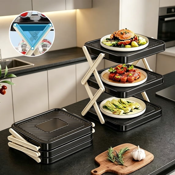 Folding Plastic Dish Rack, Expandable Stove Side Organizer for Kitchen ...