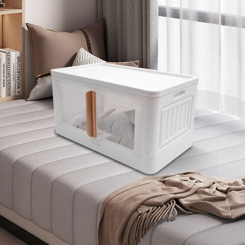 Folding Plastic Storage Box Closet Storage Bin Containers w/Wheels 65* ...