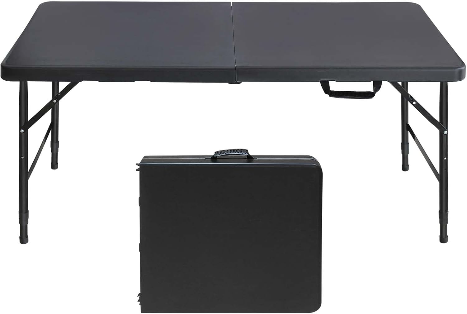 Folding Plastic Table 4ft Adjustable Height Portable Dining Table for ...